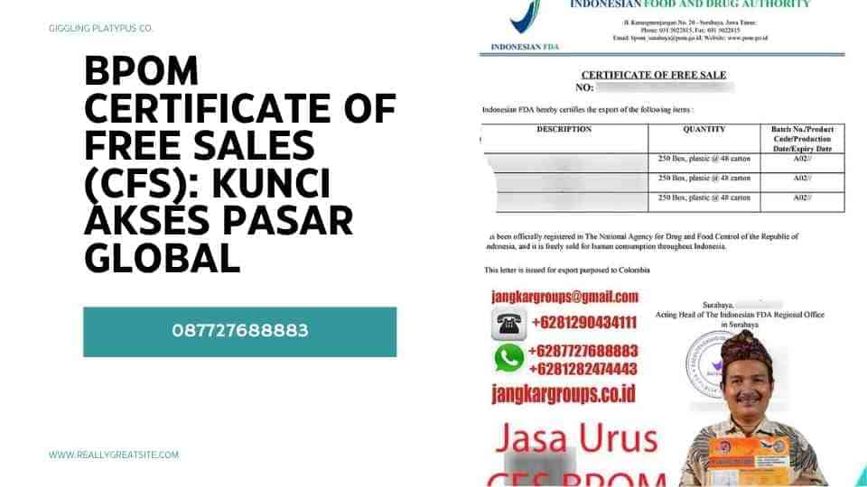 BPOM Certificate of Free Sales (CFS): Kunci Akses Pasar Global